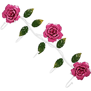 LOGOFUN Metal Wall Hooks Rose Flower Coat Hooks Rustic Style Hanging Hook for Bathroom Room Decorations (Rose)