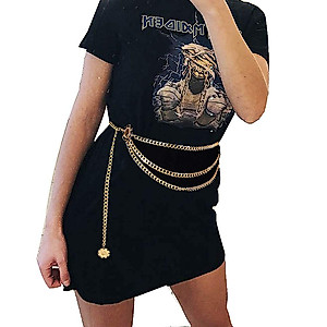 Chain Belts for Women Fashion Plus Size Waist Chain Belt Gold Silver Waist Belt Belly Chain Waist Belt Body Chain for Dress