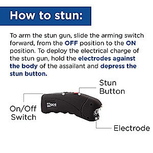 Mace Brand 2,400,000 Volt Ergo Stun Gun with Bright LED Light (Black) – Features On/Off Safety Switch, Stun Button – Holster Included, Rechargeable Battery, Mace Stun Gun for Self Defense, Made in USA