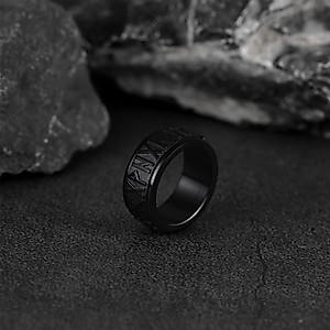Scandinavia Viking Rune Band Thumb Rings, Black Punk Pinky Ring for Male, Women Spinner Stackable Finger Acccessories