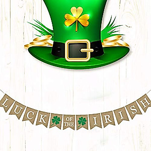 1/2Pcs St Patrick's Day Decorations Shamrock Burlap Banner,Burlap Banner for Mantel Fireplace Spring Holiday Accessory Wall Pennant Bunting Home Indoor Outdoor Scene Party Green Decor (C)