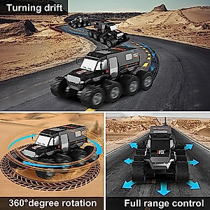 RANFLY RC Cars for Boys Age 8-12, 8WD Amphibious Remote Control Car with 2 Battery, 1:12 Offroad Waterproof RC Trucks, 2.4G All Terrain RC Drift Cars for Adults
