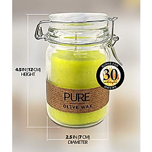 HYOOLA Pure Natural Jar Candles - 100% Olive Wax Candles in Glass - Paraffin Free Vegan Candle - Lime Green
