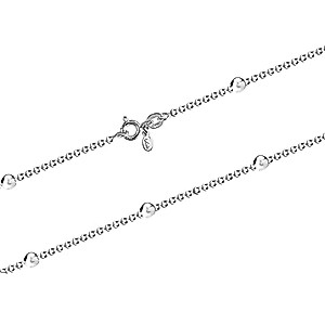 LeCalla 925 Sterling Silver Italian Ball Bead Station Chain Necklace for Teen and Women 18 Inches