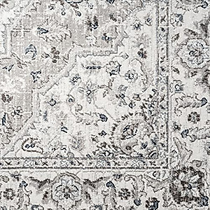 Home Dynamix Belmar Sterling Oriental Medallion Area Rug, Grey/Ivory, 5'2"x7'2" Rectangle