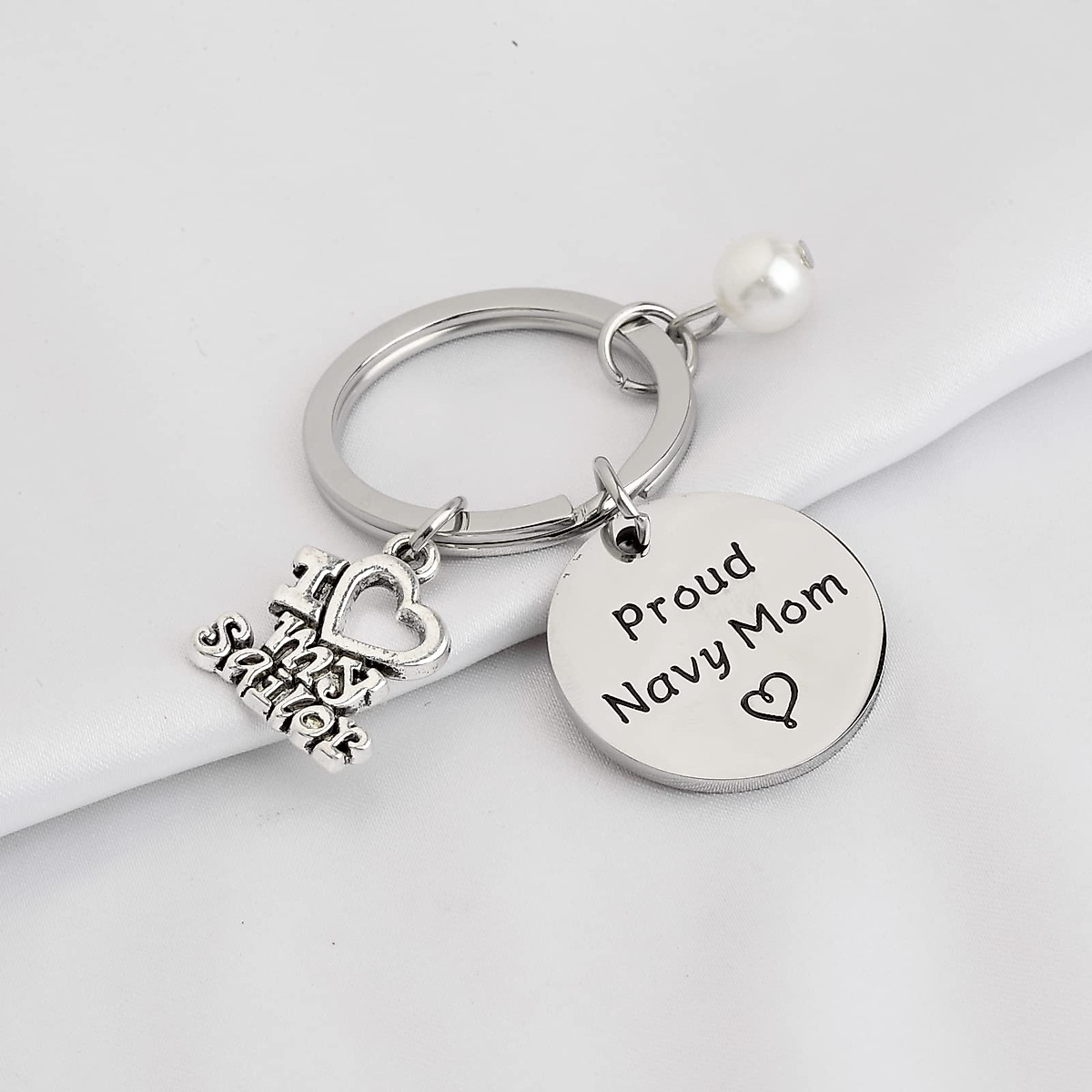 Gzrlyf Navy Mom Keychain I Love My Sailor Proud Navy Mom Navy Deployment Gifts (Proud Navy Mom Keychain)