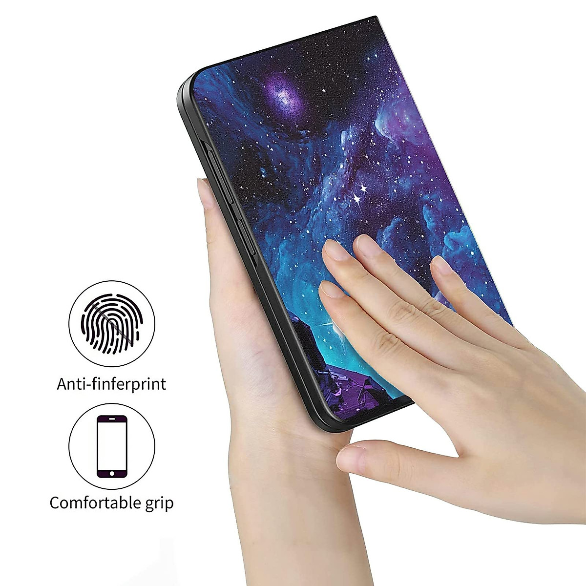 AIRWEE Case for Microsoft Surface Duo Case,Surface Duo Leather Case 2020, Ultra Slim Hard PC Back Case Protective Fold Cover Case for Microsoft Surface Duo,Starry Sky