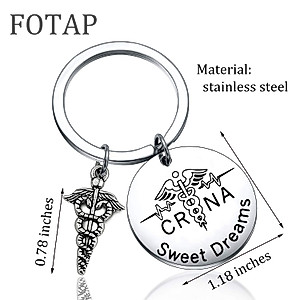 FOTAP Nurse Anesthetist Gift Sweet Dreams Keychain Thank You Gift for Anesthesiologist CRNA School Graduation Gift (CRNA dreams)