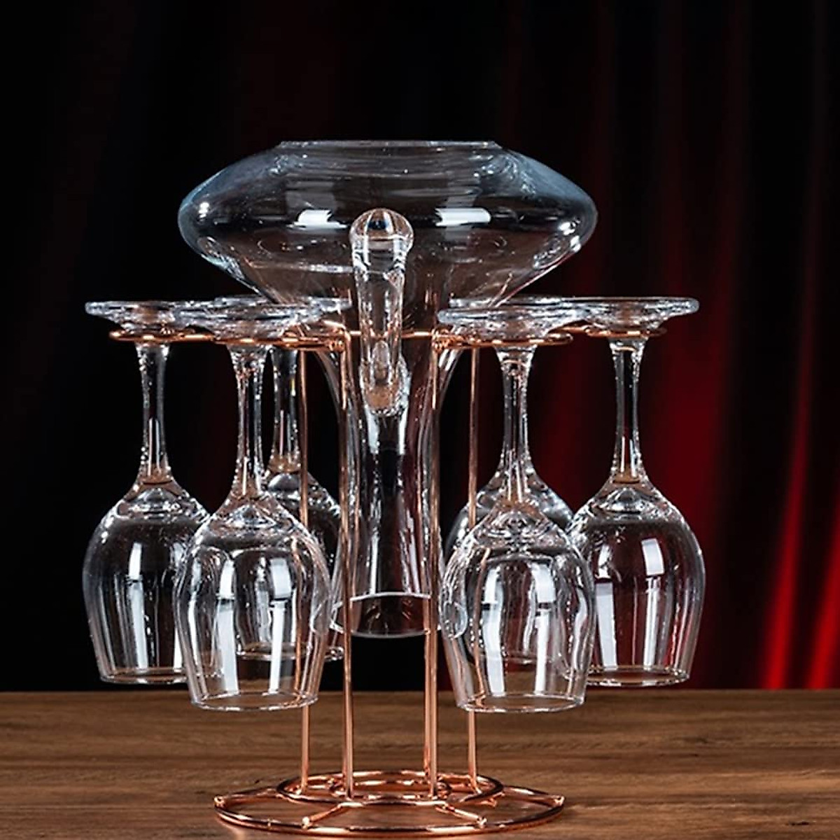 DOITOOL Metal Shelf Brackets Wine Glass Rack Countertop Wine Glass Holder Freestanding Stemware Storage Rack Wine Glass Stand Air Drying Tree Display Hanger for Home Bar Rose Gold Shelf Holders