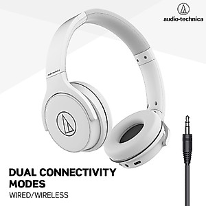 Audio-Technica ATH-S220BTWH Wireless On Ear Headphones, White, Adjustable