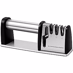 JCHOPE Knife Sharpeners, 4 in 1 Kitchen Blade and Scissors Sharpening Tool, Powerful Professional Chef's Kitchen Knife Accessories, Manual Knife Sharpener
