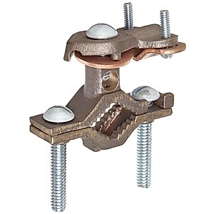 Morris Products 91680 Ground Clamp, with 360 Degree Bar, Used with Armored and Unarmored Wire, 1/2-1" Water Pipe Range, 10-6 Wire Range