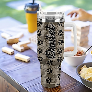 Hyturtle Personalized Pictured Dog Dad 40oz Tumbler with Handle and Straw Gifts for Dog Lovers, Birthday Father's Day Cup Gifts For Men, Best Gift Idea for Dogs Dad Stainless Steel Custom Cup With Lid