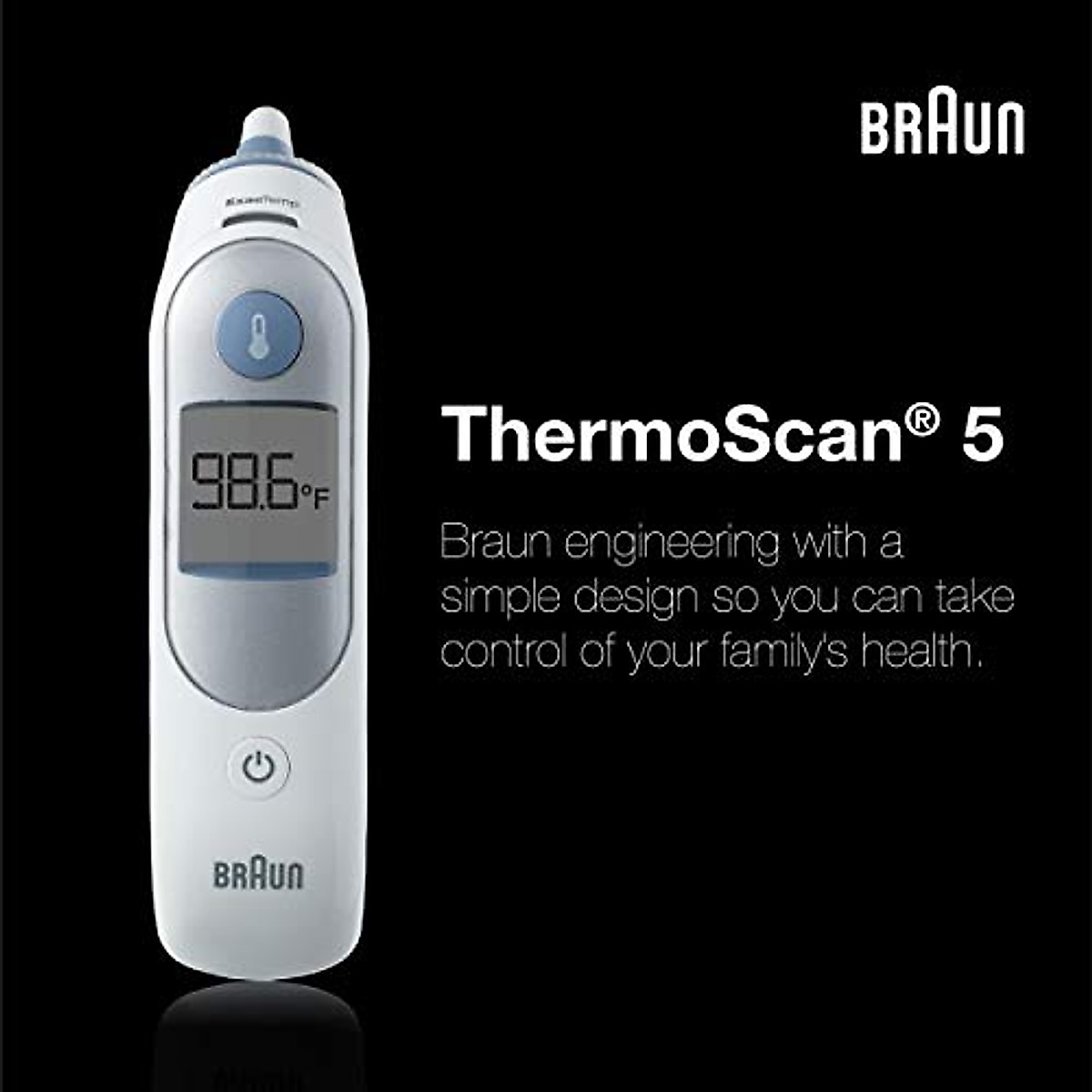Braun Digital Ear Thermometer, ThermoScan 5 IRT6500, Ear Thermometer for Babies, Kids, Toddlers and Adults, Display is Digital and Accurate, Thermometer for Precise Fever Tracking at Home