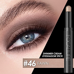 FOCALLURE Shimmer and Matte Cream Eyeshadow Stick,Smooth Brilliant Eye Brightener Pencil,High Pigment Eye Highlighter Pen for Women,Long Lasting Waterproof Eye Shadow and Liners Makeup (FAWN)