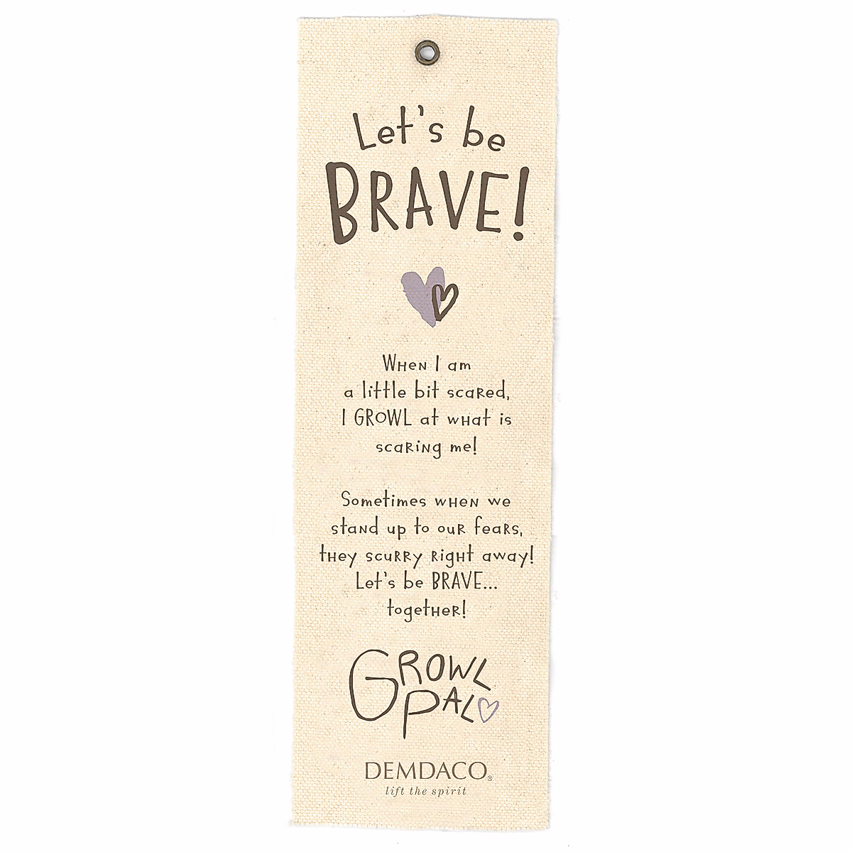 DEMDACO Growl Pal Let's Be Brave Polka Dot Purple 16 inch Plush Fabric Figure Toy