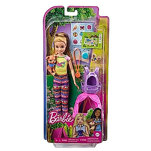 Barbie It Takes Two Stacie Doll & Accessories, Camping Playset with Doll, Pet Tent, Puppy, Sticker Sheet & Accessories