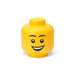 LEGO Iconic Storage Head Large, Stackable Storage Box, 8,5 L, Yellow, Happy Boy