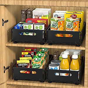 ALANSON 4 Pack Pull Out Cabinet Organizer, Pull out drawers for cabinets with EVA Adhesive Tape, Heavy Duty Sliding Kitchen Organizers and Storage, Suitable for Pantry, Bathroom, Bedroom