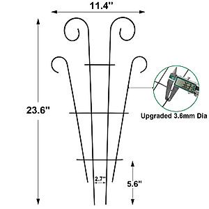 Mklsit 24'' Plant Trellis for Potted Plants, Indoor/Outdoor Garden Trellis for Climbing Plants, Sturdy Metal Pot Trellis for Houseplants Flowers Climbing Vines Ivy, Pack of 2, Black