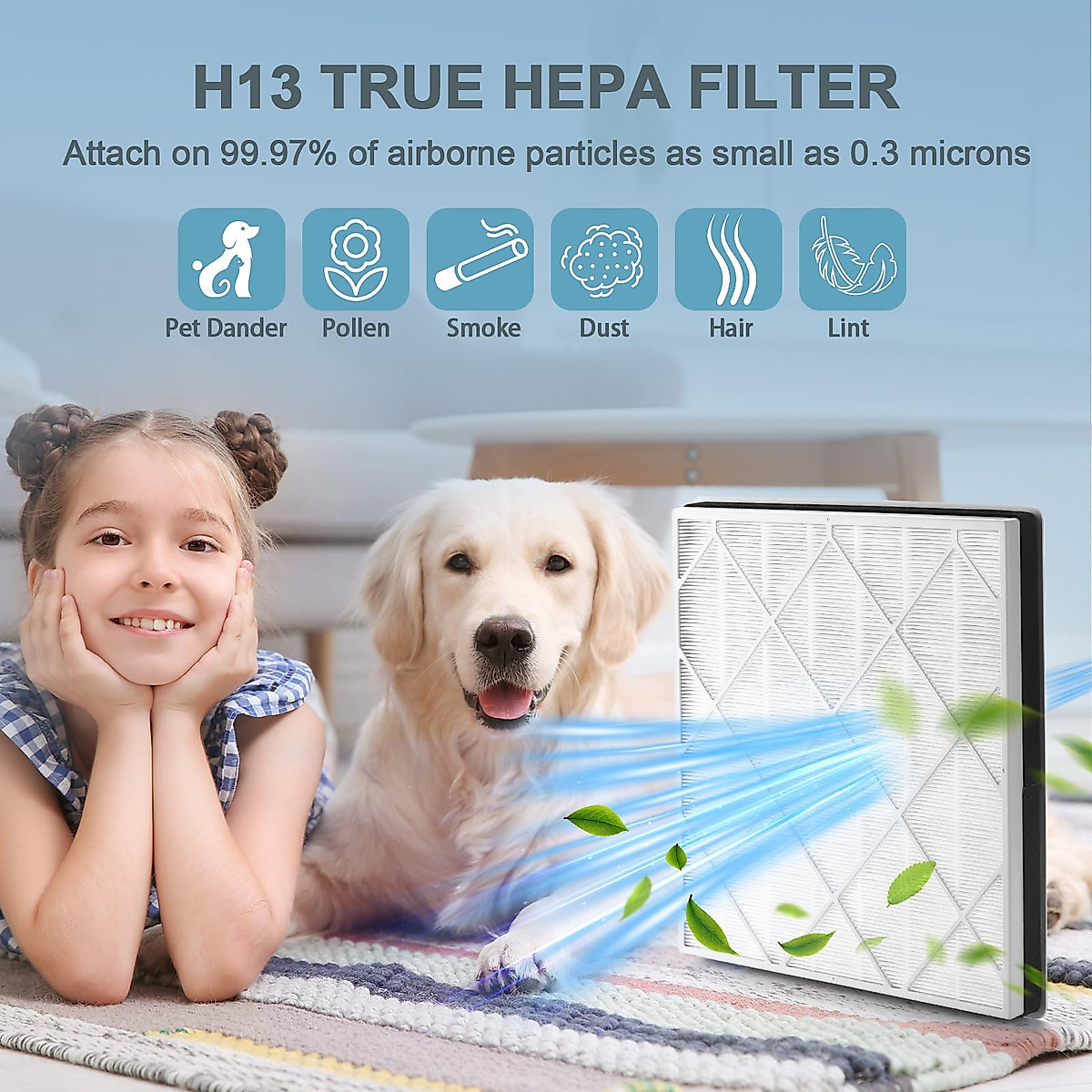 2-Pack HE401 Filter for Shark Air Purifier 4 - Replacement HEPA H13 Filter, Compatible with HE401, HE402, HE405, HE400, UA415 Models - Part Numbers HE4FKPET, HE4FKBAS, HE4FKPRO, 100356-chn-1