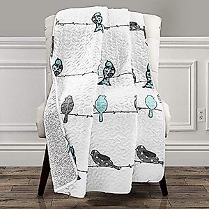 Lush Decor Rowley Birds Throw Blanket, 50" x 60", Blue & Gray