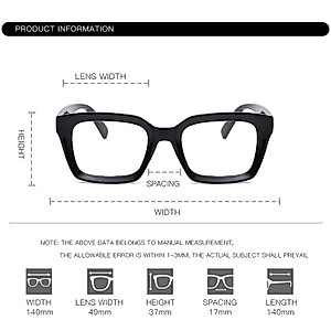 EYLRIM Classic Thick Square Frame Clear Lens Glasses for Women Men Non Prescription Eyeglasses(A1 Bright Black)