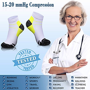 CHARMKING Graduated Compression Socks for Women & Men Circulation 15-20 mmHg is Best for Athletic, Running, Flight Travel, Pregnant, Cycling (Multi 01,L/XL)