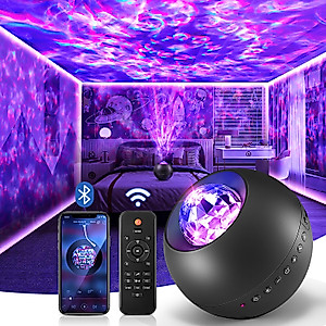 One Fire Galaxy Projector for Bedroom, White Noise Galaxy Light, Remote Timer Star Projector, Bluetooth Music Night Light Projector for Kids Teen Adult Bedroom Decor