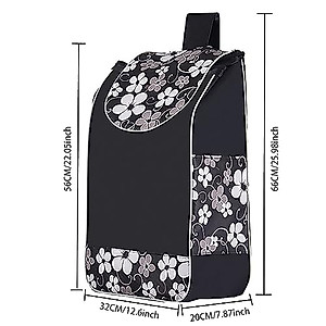 Trolley Bags for Shopping Cart Replacement Bag 7.87x12.60x25.98 Inch Foldable Waterproof Plum Blossom Oxford Shopping Cart Bag with Fasten Tape for Shopping Grocery Cart Trolley Bag Shopping Cart