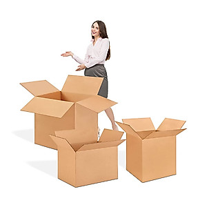 BannerBuzz Shipping Corrugated Box, 100% Recyclable, Made of Double Wall B+C Flute Corrugated Fiberboard in Natural Brown Kraft Paper with ECT 34# (24" L X 24" W X 24" H, Pack of 100)