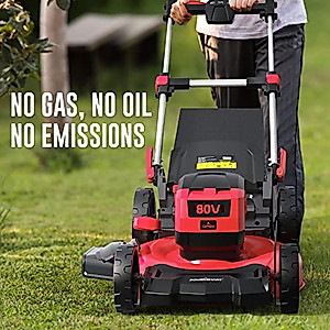 PowerSmart 80V MAX 21-Inch Brushless Self-Propelled Lawn Mower, 3-in-1 Mowing Function with 6.0Ah Battery and Charger (PS76821SRB)