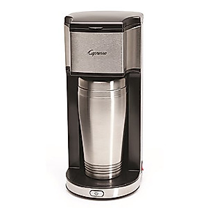 Capresso 425 On-the-Go Personal Coffee Maker, Silver/Black, Stainless steel, 16 oz
