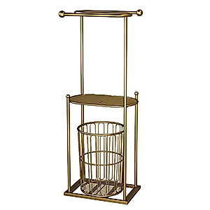 Towel Bar Stand Silver Chrome Plated Metal Free Standing Towel Rack Stand withwith Dirty Clothes Basket Rustproof Stainless Steel,Bedroom, Laundry Room, Blanket Rack (Size:122 * 69 * 45CM,Color:Gold)