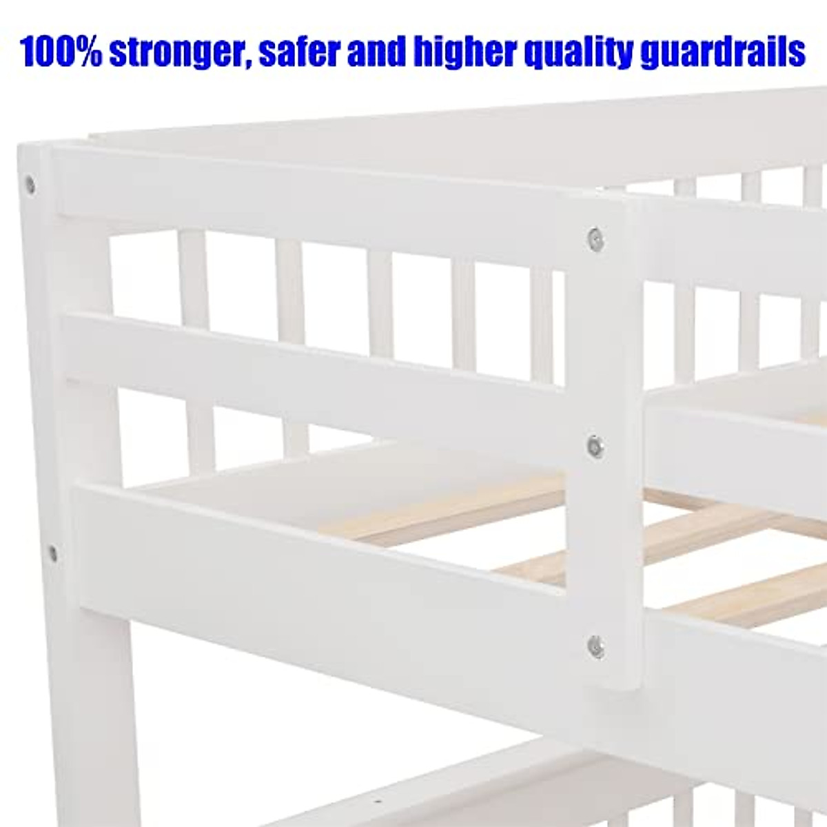 SNIFIT Upgraded Version & Stronger Solid Wood Convertible Bunk Bed Full Over Full with Trundle & Storage Shelves & Stairs, Thickened Reinforced Full Over Full Size Bunkbed (Easier Assembly) (White)