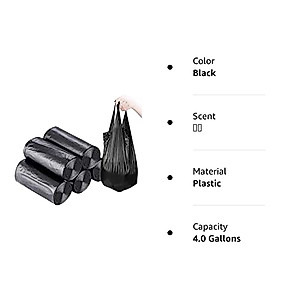 DZHJKIO Small Trash Bags,5 Rolls 46x60 Cm 100 PCS 4 Gallon Garbage Bags, For Kitchen Bathroom Bedroom Office Use