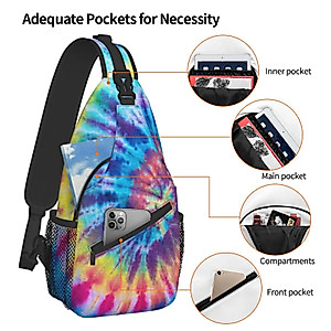 Tie Dye Sling Backpack Leisure Oblique Cross Chest Bag For Men Women,Durable Adjustable Gym Bag Cycling Traveling Hiking Daypack