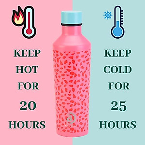 Holabear Metal Water bottle for Women,Insulated Double Wall Stainless Steel Thermos for Hot and Cold Drinks,17oz/500ml Sport Outdoor Tumbler Pink
