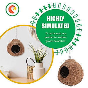 VILLCASE Outdoor Toys Bird Natural Shell Bird House Parakeet Budgie Cockatiel Finch Sparrows Breeding Nesting Bird Aviary Cage Box -Pecking Bite (Chain Style) Outdoor Playset