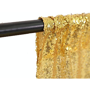 YCC 10FTx10FT Shiny Gold Sequin Backdrop Gold Sequin Curtain Background Photography Backdrop for Thanksgiving Christmas Party/Wedding Decorations Drapes Backdrop Photo Booth (10X10FT, Gold)