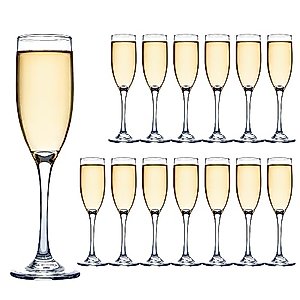UMEIED Classic Champagne Flutes Set of 12, 6 Oz Elegant Stemmed Crystal Clear Champagne Glasses Sparkling Wine Glass for Wedding Anniversary Birthday Christmas