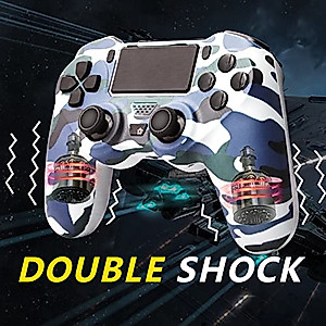 eeidc 2 Pack Wireless Controller for PS4, Remote Control for Playstation 4/Slim/Pro with Double Shock/Audio/Six-axis Motion Sensor(Purple and Blue Camo)