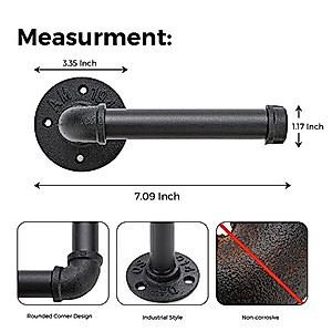 Industrial Pipe Toilet Paper Holder - Home Expert Heavy Duty DIY Rustic Paper Roll Holder Wall Mounted Black Tissue Holder Towel Rack for Bathroom, Kitchen, Bedroom, 1 Pack
