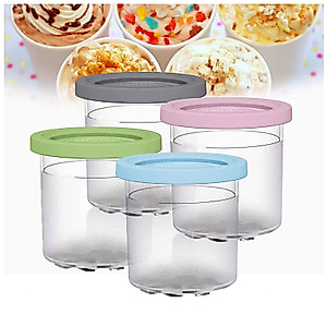 VRINO Creami Deluxe Pints, for Ninja Creami Containers 4 Pack, Creami Pint Bpa-Free,Dishwasher Safe Compatible with NC299AMZ,NC300s Series Ice Cream Makers