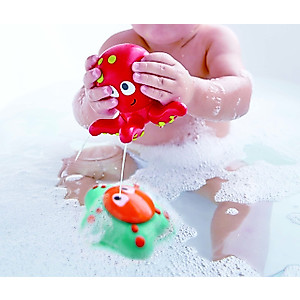 Hape Ocean Floor Squirters | Colorful Baby & Toddler Bath Toys, Colorful Baby & Toddler Bath Toys, Silicone and Non-Toxic Set, Water Spouting and Suction, Octopus & Starfish