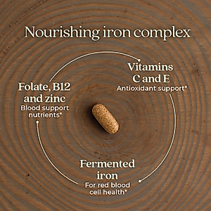 New Chapter Iron Supplement, Whole-Food Fermented Iron Complex Made with Organic Vegetables & Herbs + One Daily Non-Constipating Dose- 60ct, 2 Month Supply