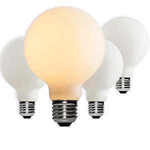Liii&ARTMAN LED Light Bulb G25/G80 Dimmable Flick-Free Matt Porcelain White 120V 6W Soft Glow 2700K CRI 95 Excellent Color Accuracy, 550LM, 55W Equivalent Edison Bulb 4-Pack