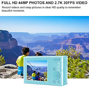 eDealz 44MP Digital Camera Compact Point and Shoot Camera with 32GB SD Card, 16X Digital Zoom, Kids Camera 2.4 Inch Screen, Vlogging Camera for Teens Students Boys Girls Seniors (Blue)