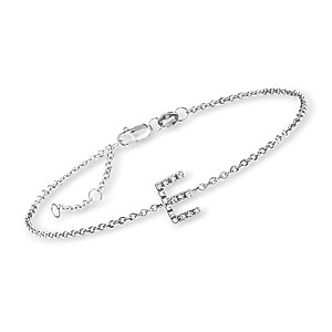 Ross-Simons RS Pure M - Diamond-Accented Initial Bracelet in Sterling Silver. 7 inches