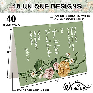 Whaline 40 Pack Christian Greeting Cards Bible Verse Floral Decorative Gift Cards with Envelopes & Stickers Blank Note Cards Assortment for Baby Shower Birthday Party Supplies